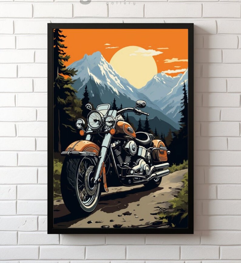 Retro Style Harley-davidson Poster, Harley-davidson Print, Bike Print, Bike Art, Bike Print ...