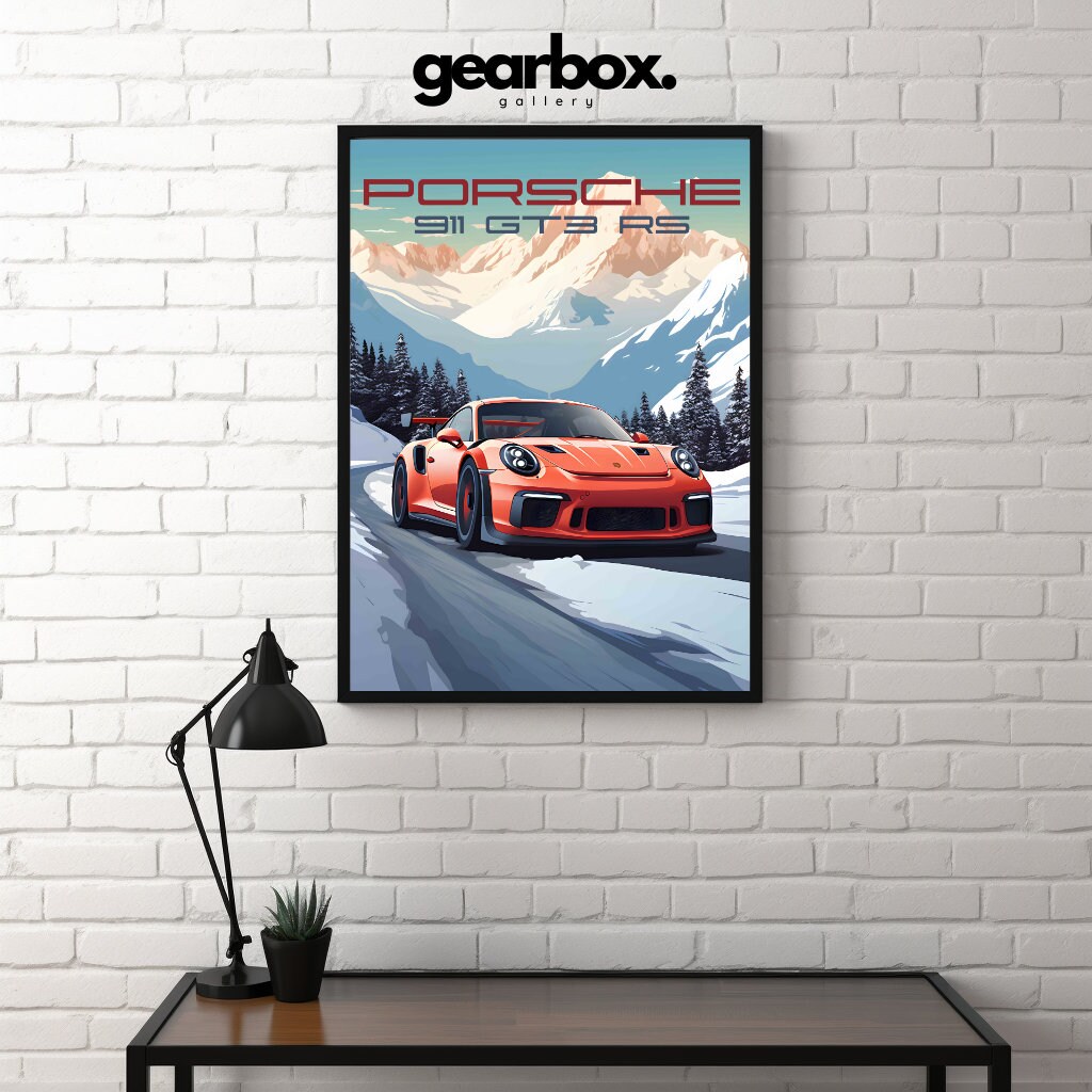 Retro Style Porsche 911 GT3 RS Poster, Porsche 911 GT3 RS Print, 2010s ...