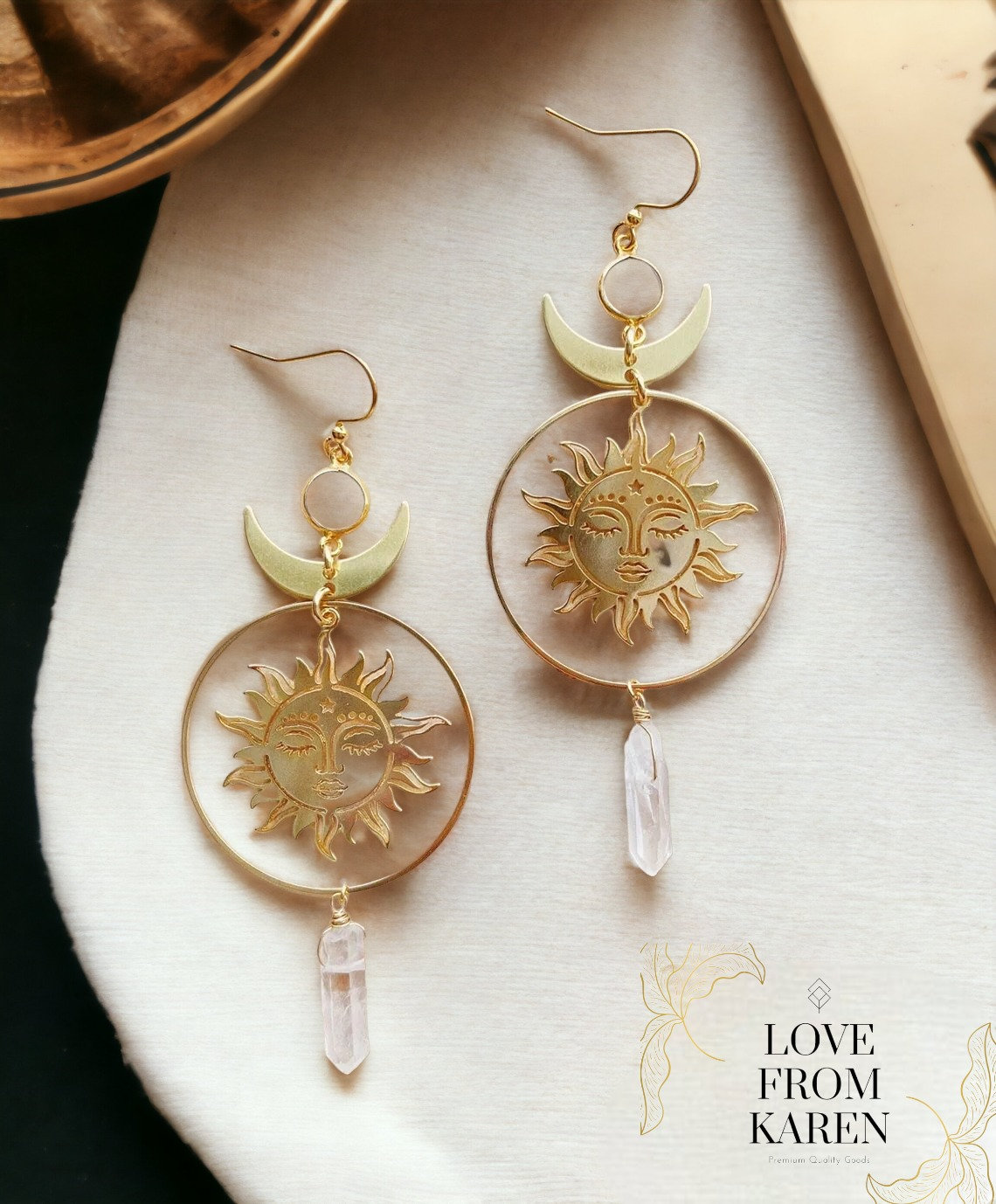 Sun and Moon Earrings,sun and Moon Crystal Dangle Earrings, Geometric Earrings, Womens Jewellery ...