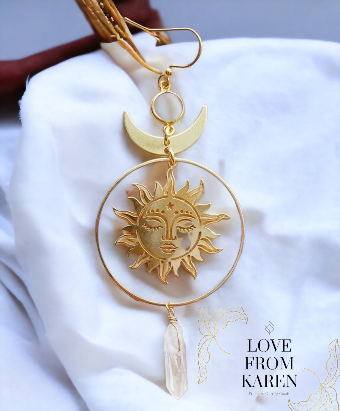 Sun and Moon Earrings,sun and Moon Crystal Dangle Earrings, Geometric Earrings, Womens Jewellery ...