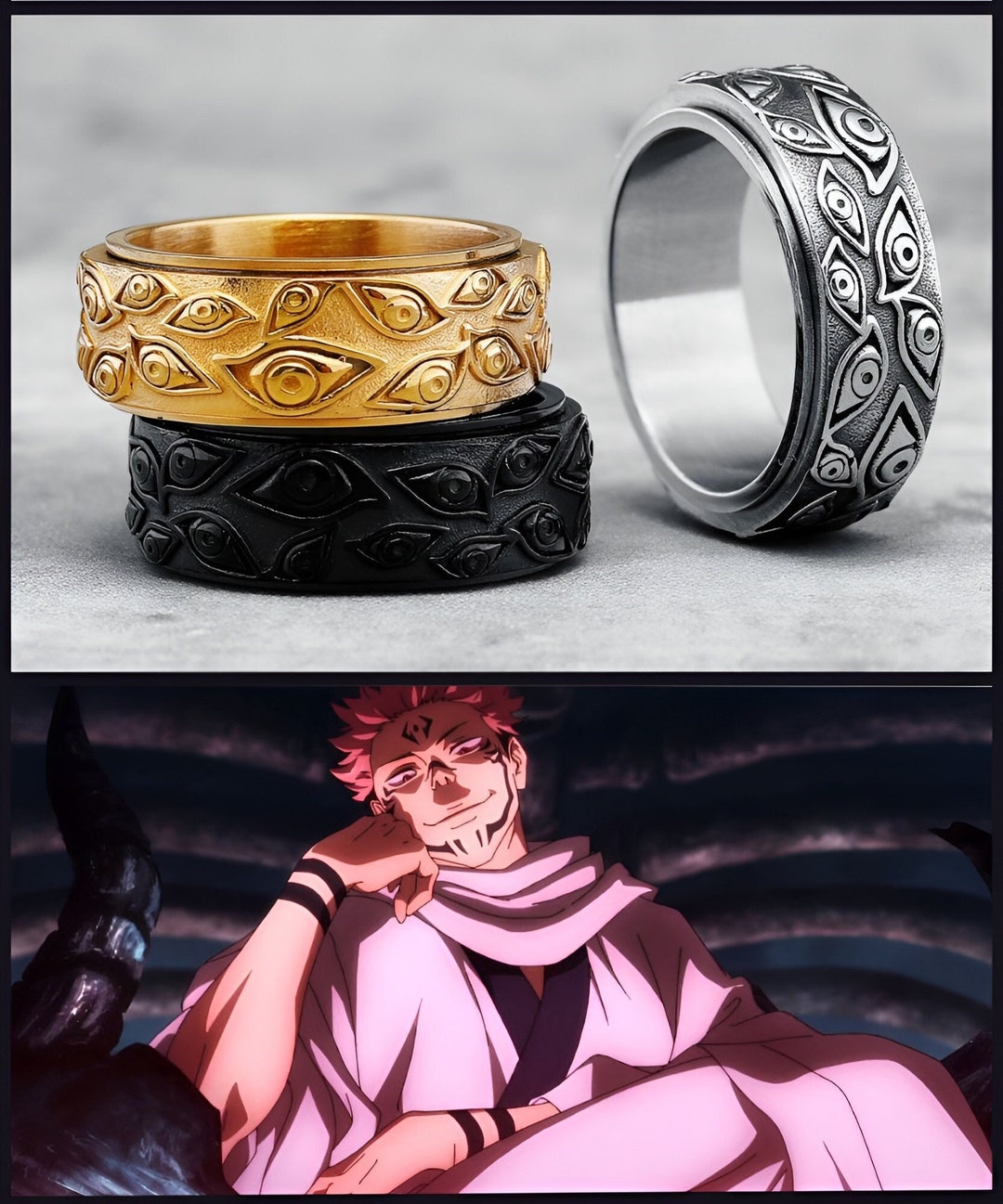 Jujutsu Kaisen Sukuna Fidget Spinner Ring Anime-inspired - Etsy