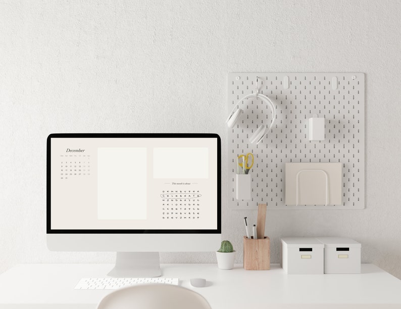 2024 Monthly Desktop Calendar Organizer Wallpapers | Word Search ...