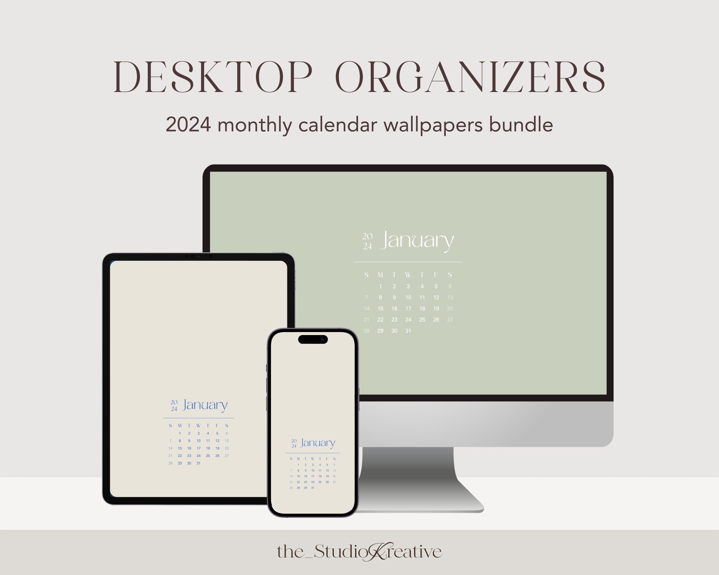 2024 Monthly Desktop Calendar Wallpapers Minimal and Aesthetic Design ...