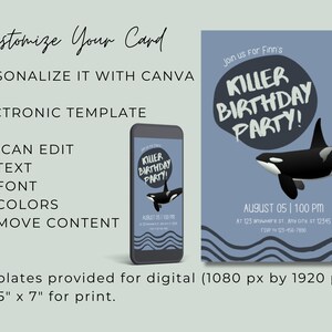 Orca Birthday Invitation Killer Whale Birthday Invitation - Etsy