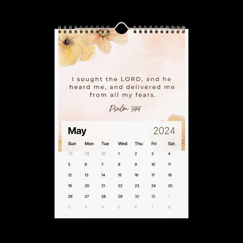Wall Calendar 2024 Water Color Images With King James Version Scripture ...