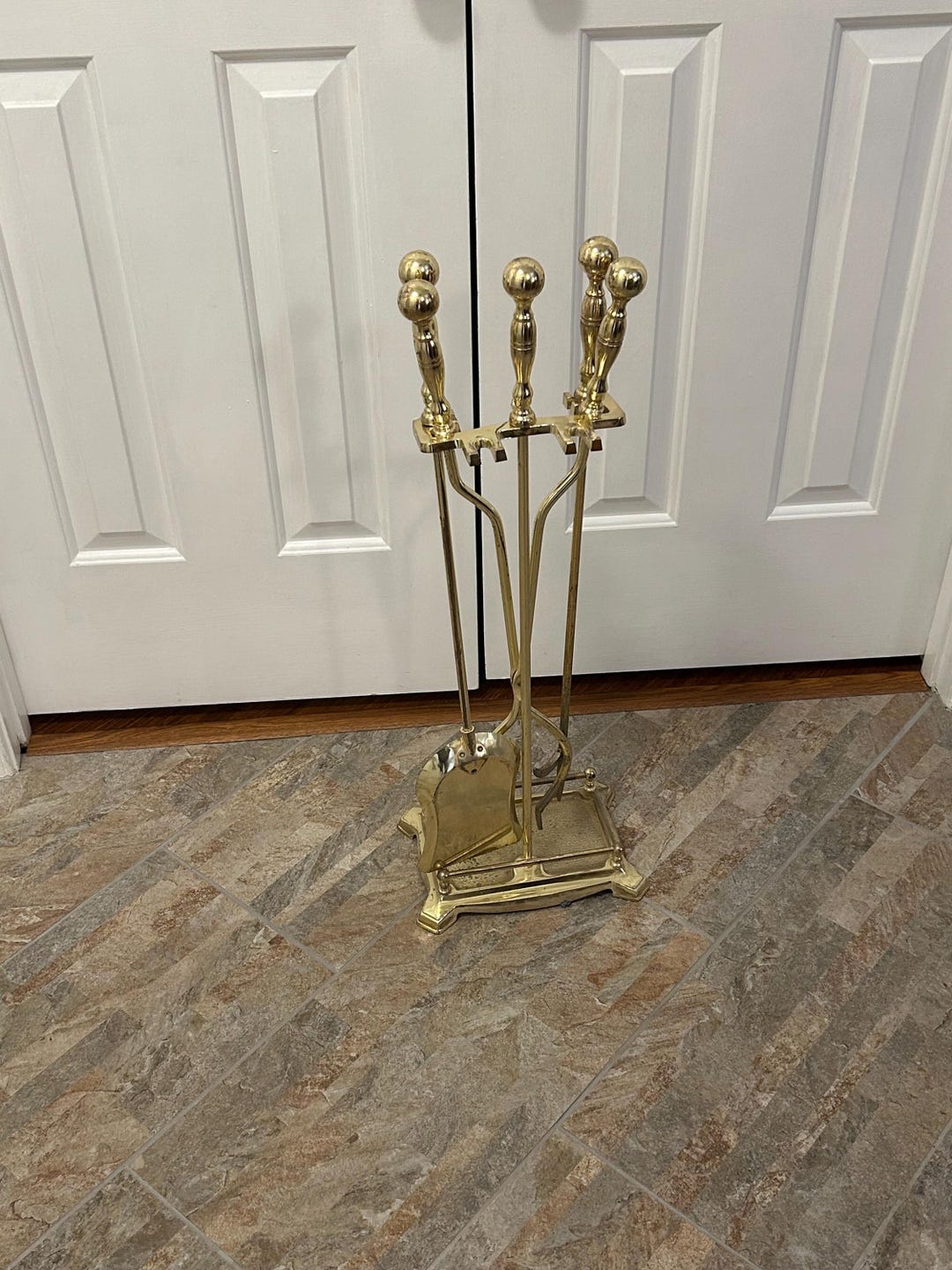Vintage Brass Fireplace Tool Set: 31 H 4 Tools and 1 Stand - Etsy