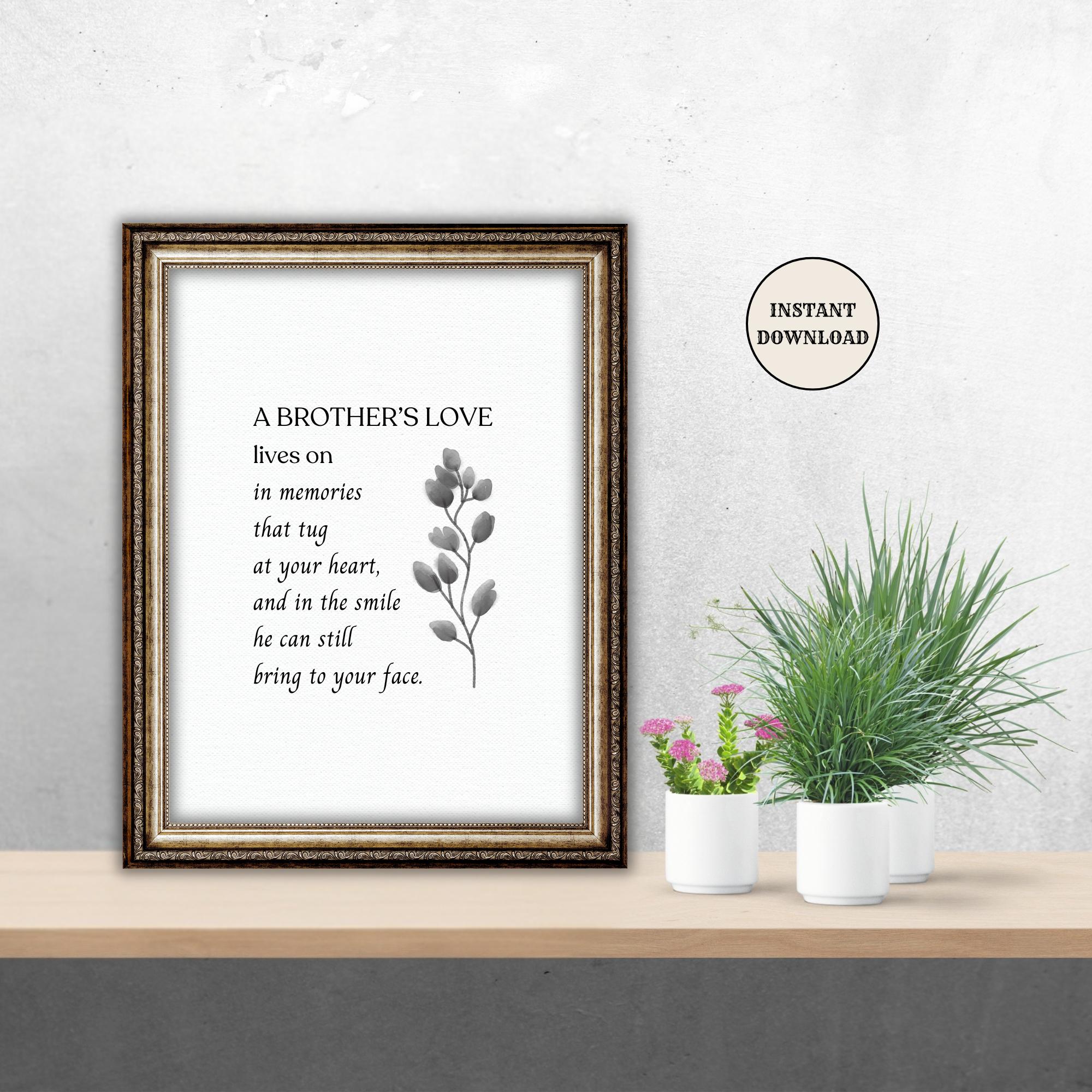 Brother Remembrance Print: Sympathy Gift, Bereavement Verse (8x10 ...