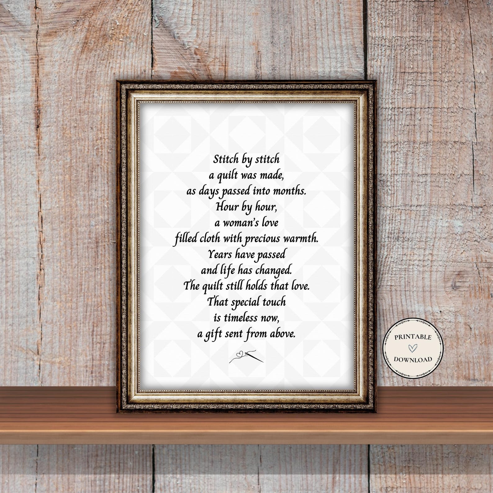 Quilter Remembrance Poem Print: Meaningful Memorial Gift (digital ...