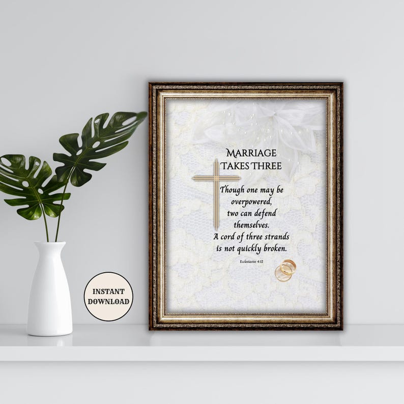 Marriage Takes Three Scripture Print: Christian Wedding Gift (digital ...