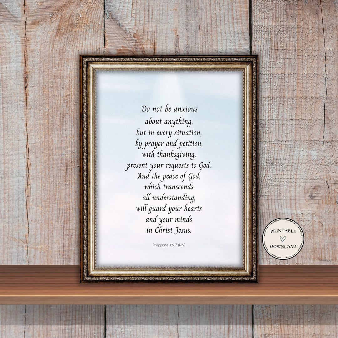 Do Not Be Anxious, Scripture Printable: Christian Decor, Encouragement ...