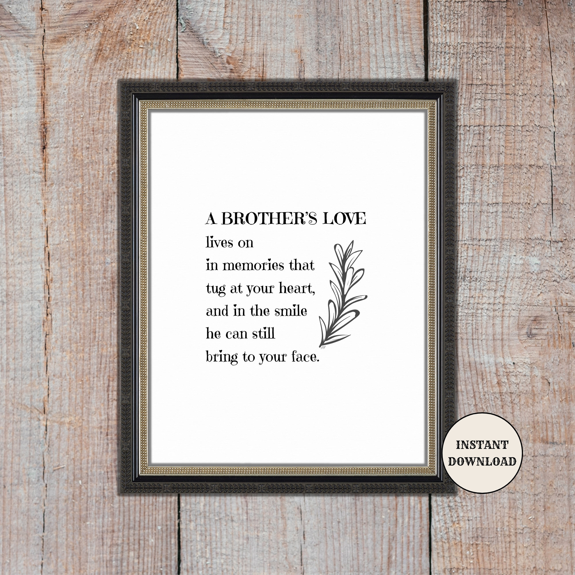 Brother Remembrance, Printable Verse, Loss of Brother, Sympathy Gift ...