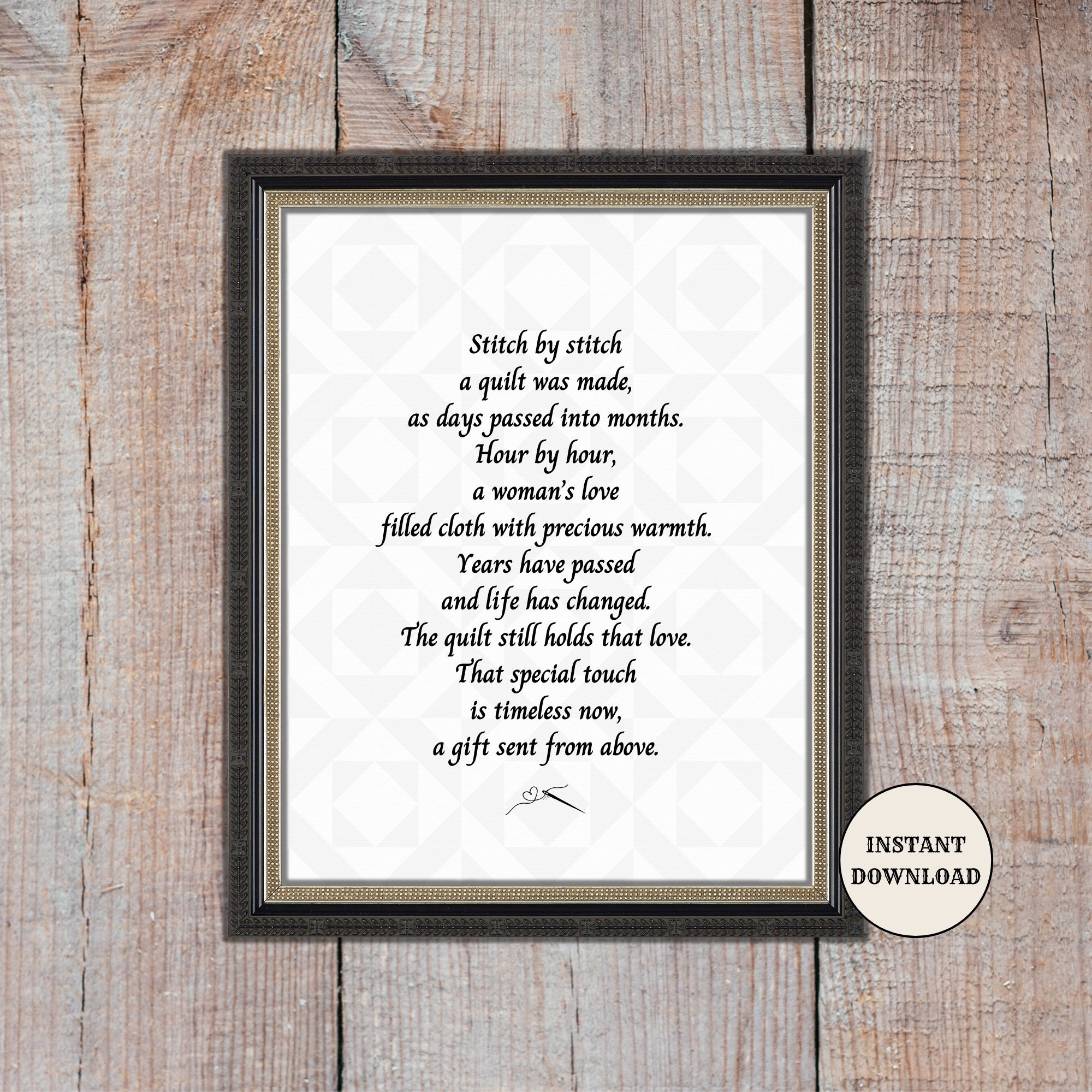 Quilter Remembrance, Printable Poem, Gift for Quilter, Sewing Room ...