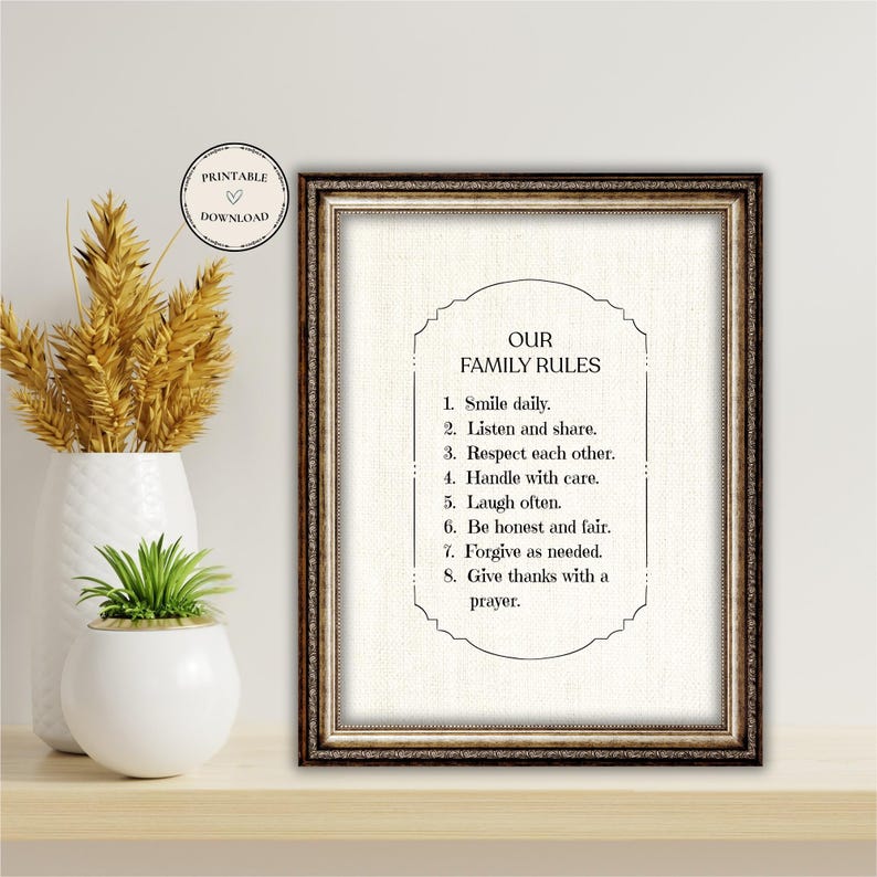 Family Rules Printable Poem: Home Decor, Christian House Rules (8x10 ...