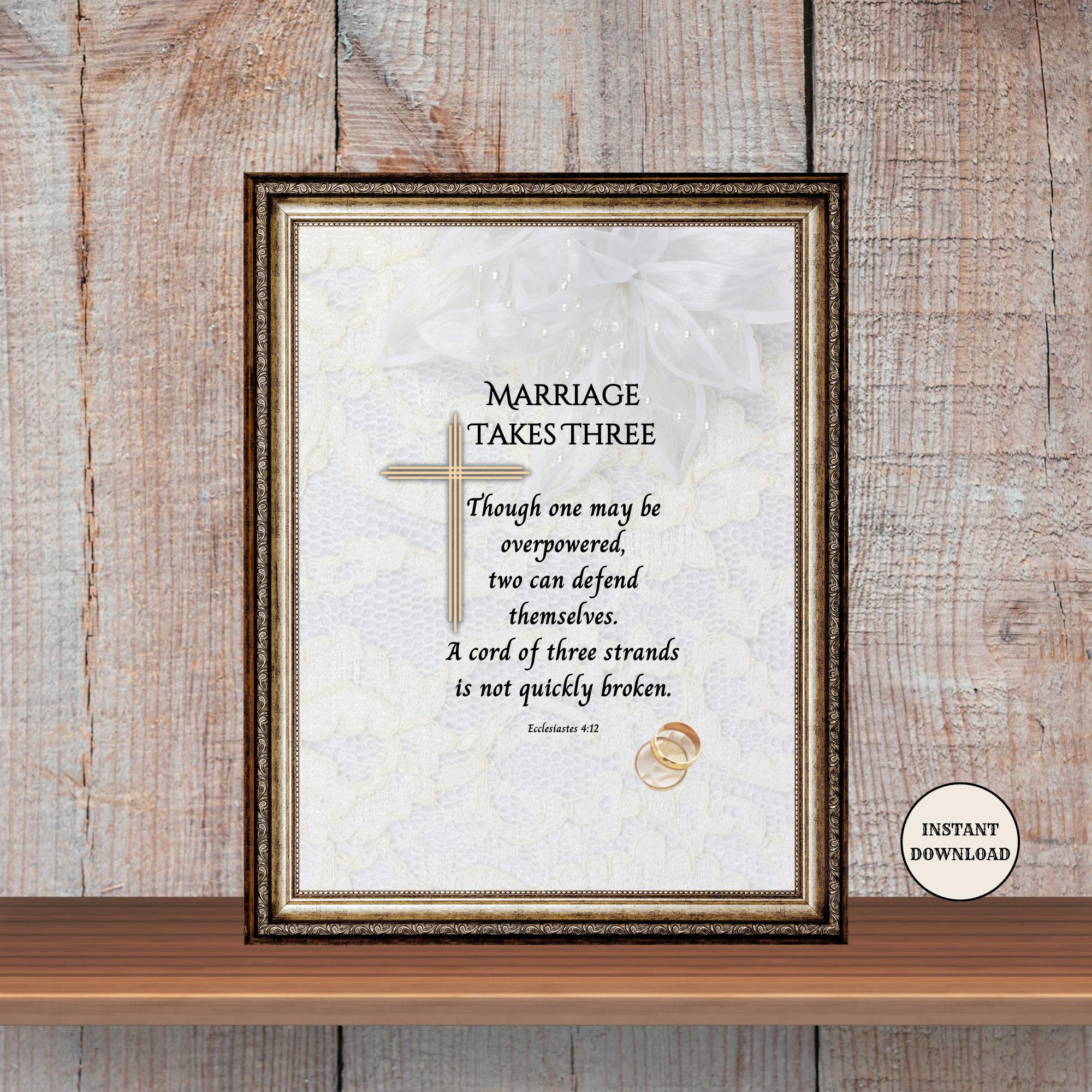 Marriage Takes Three Scripture Print: Printable Christian Wedding Gift ...
