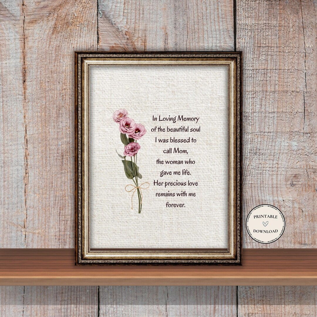 In Memory of Mom Printable: Sympathy Gift, Remembrance Decor (digital ...