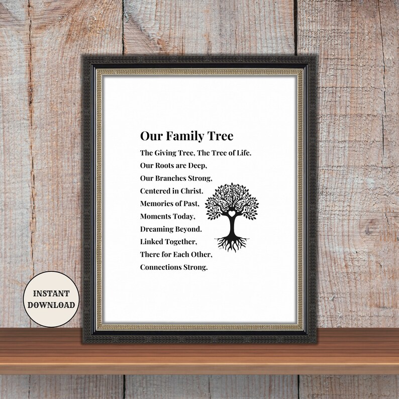 Family Tree Poem Print: Christian Gift for Mom (8x10 Digital Download ...