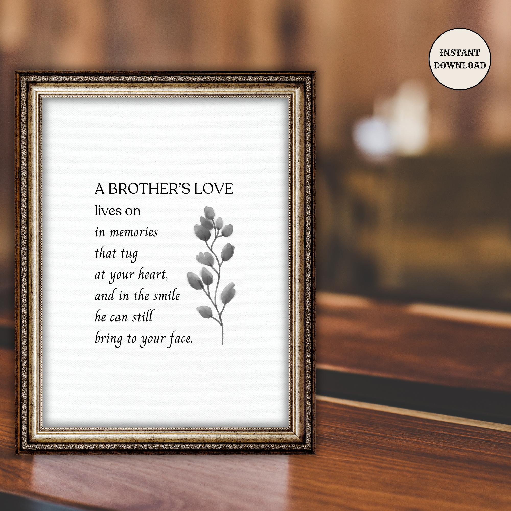 Brother Remembrance Print: Sympathy Gift, Bereavement Verse (digital ...