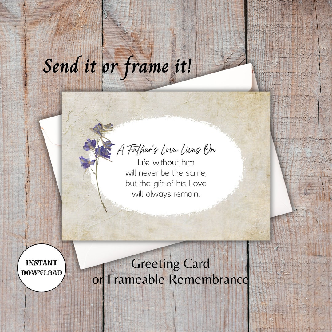 Loss of Father Printable Card or Gift, Father Remembrance, in Loving ...