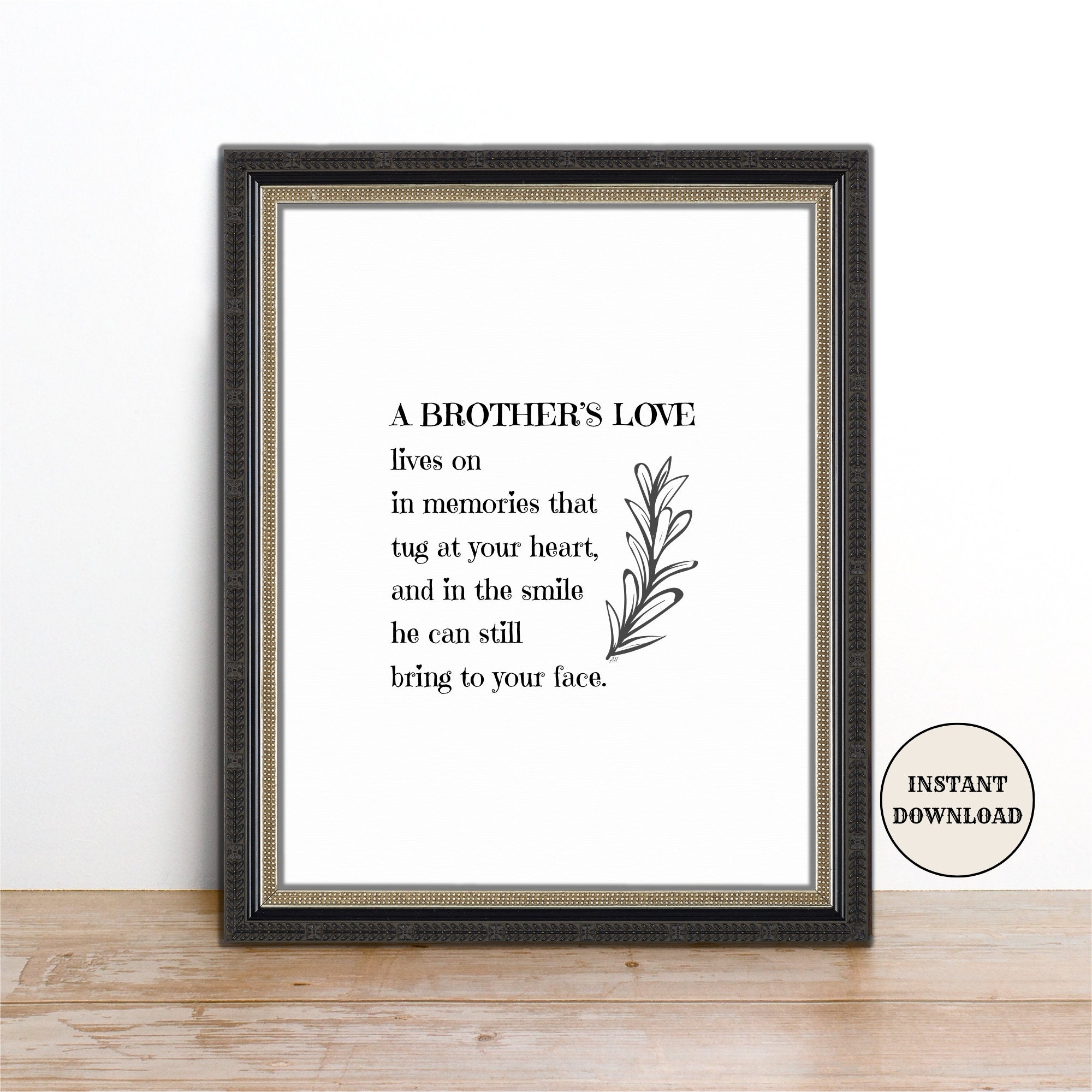Brother Remembrance, Printable Verse, Loss of Brother, Sympathy Gift ...