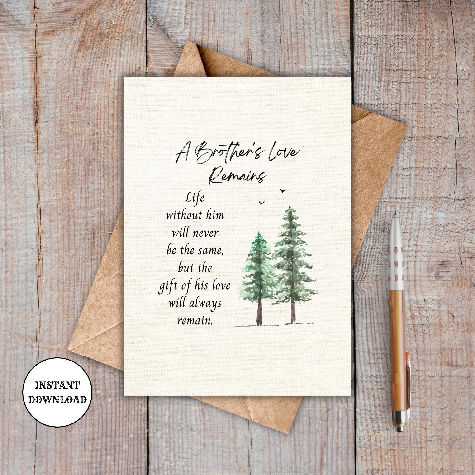 Sympathy Card for Loss of Brother: Memorial Gift (printable Download ...