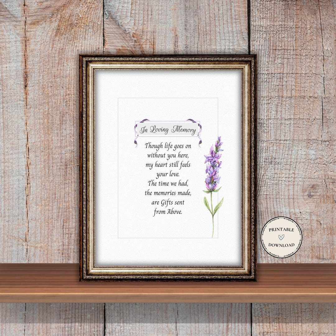 In Loving Memory, Printable Remembrance, Sympathy Gift (digital ...