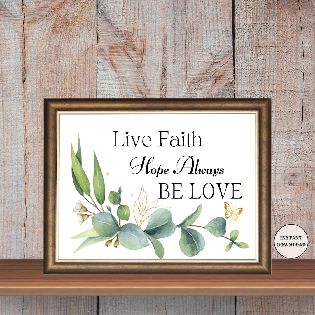 Faith Hope Love Christian Printable, Catholic Decor Digital Download ...