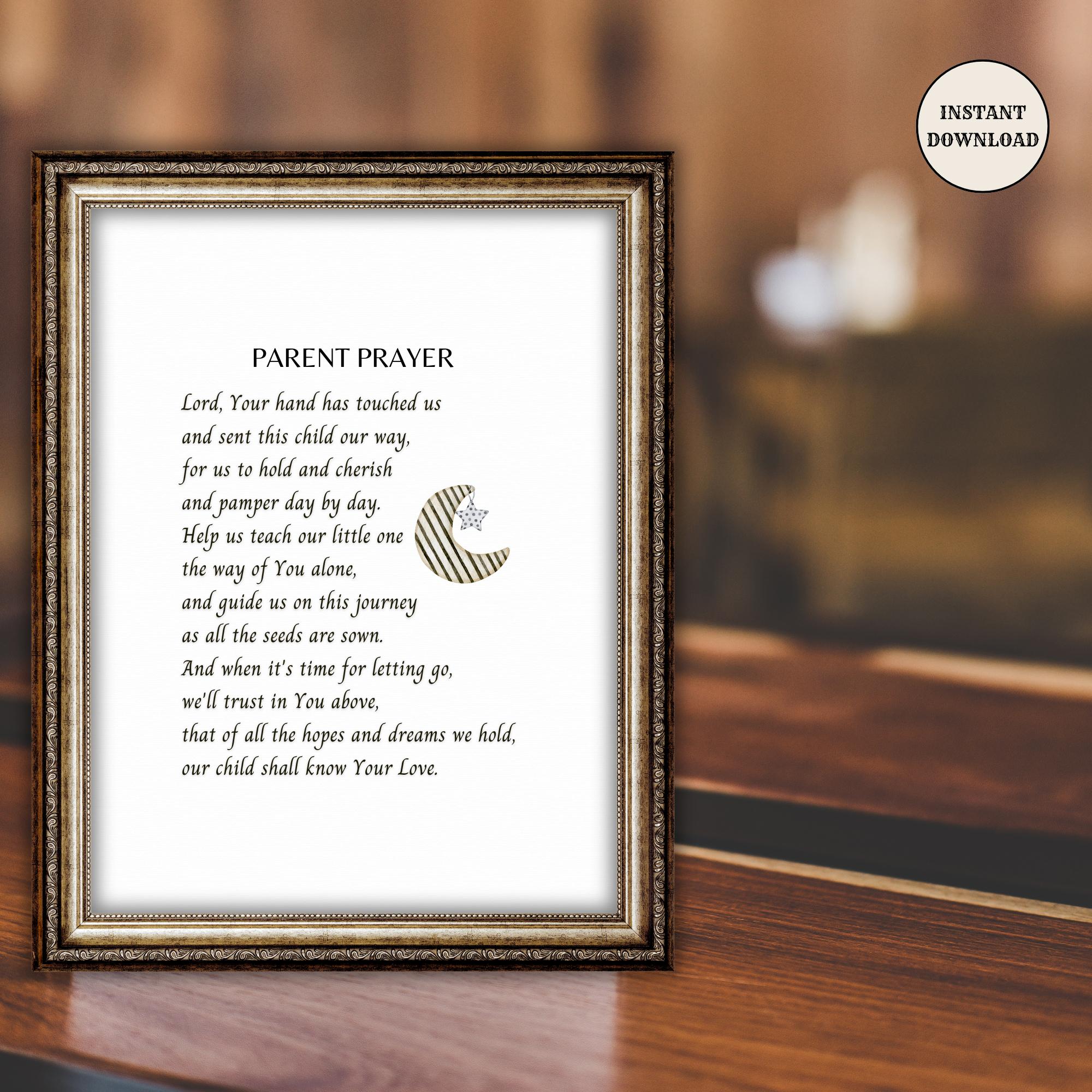 Parent Prayer for Baby Printable Poem: Newborn Nursery Decor (8x10 ...