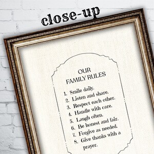Family Rules Printable Poem: Home Decor, Christian House Rules (8x10 ...