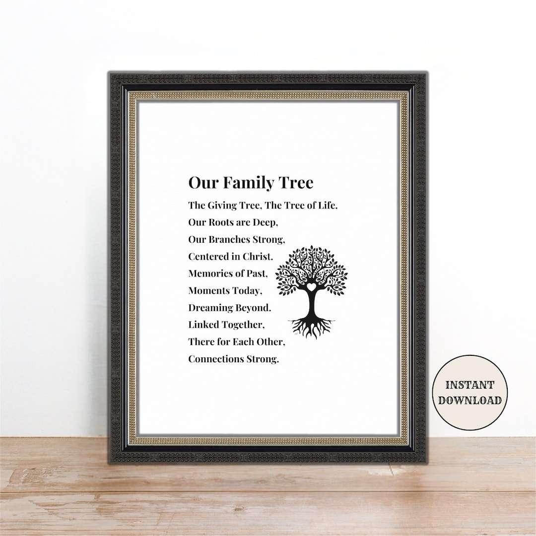 Family Tree Verse, Printable Poem, Christian Download, Religious Gift ...