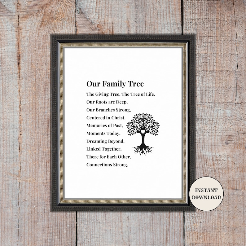 Family Tree Poem Print: Christian Gift for Mom (8x10 Digital Download ...