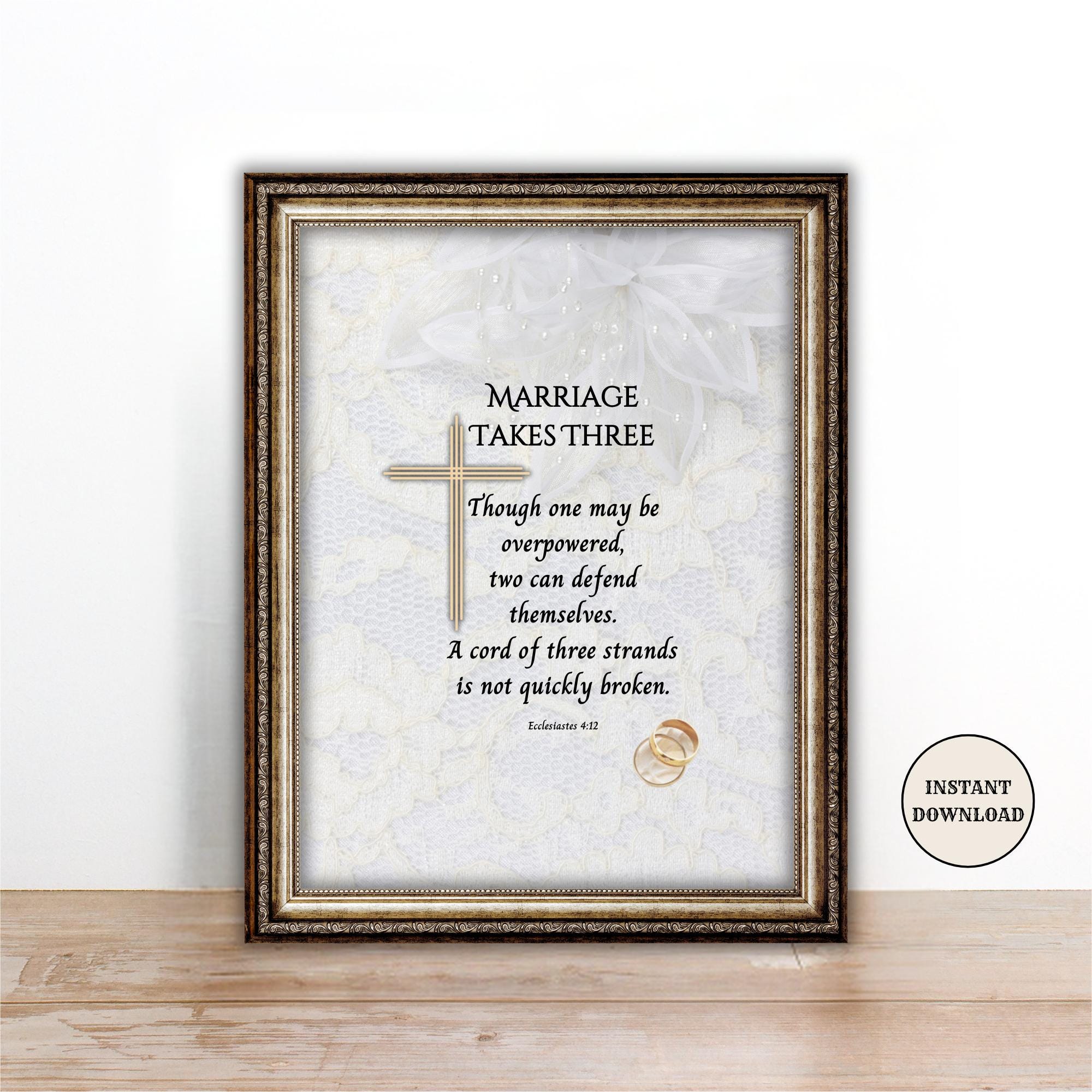 Marriage Takes Three Printable Marriage Scripture, A Cord of Three ...