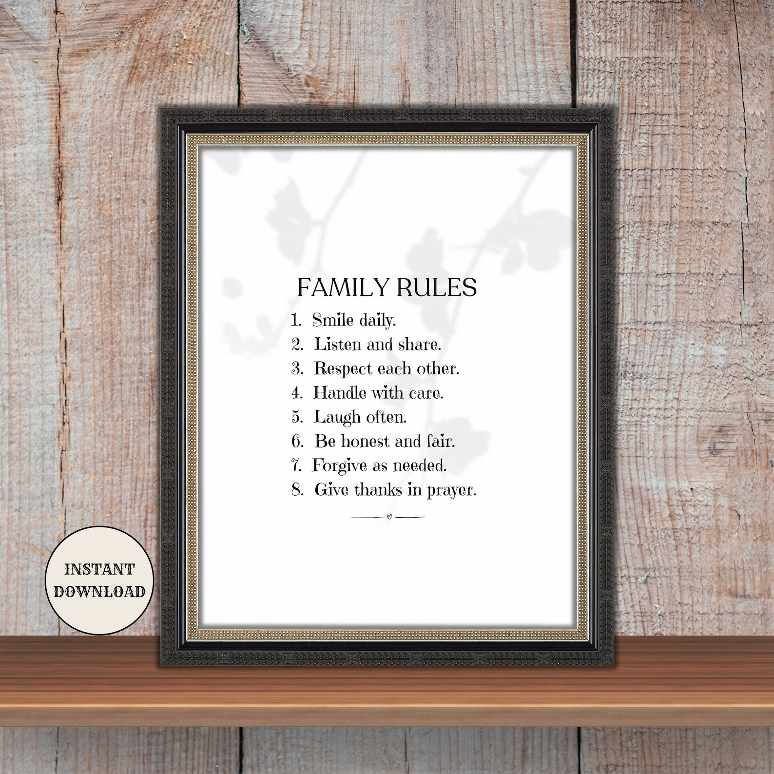 Family Rules Printable Poem: Home Decor Christian House Rules 8x10 ...