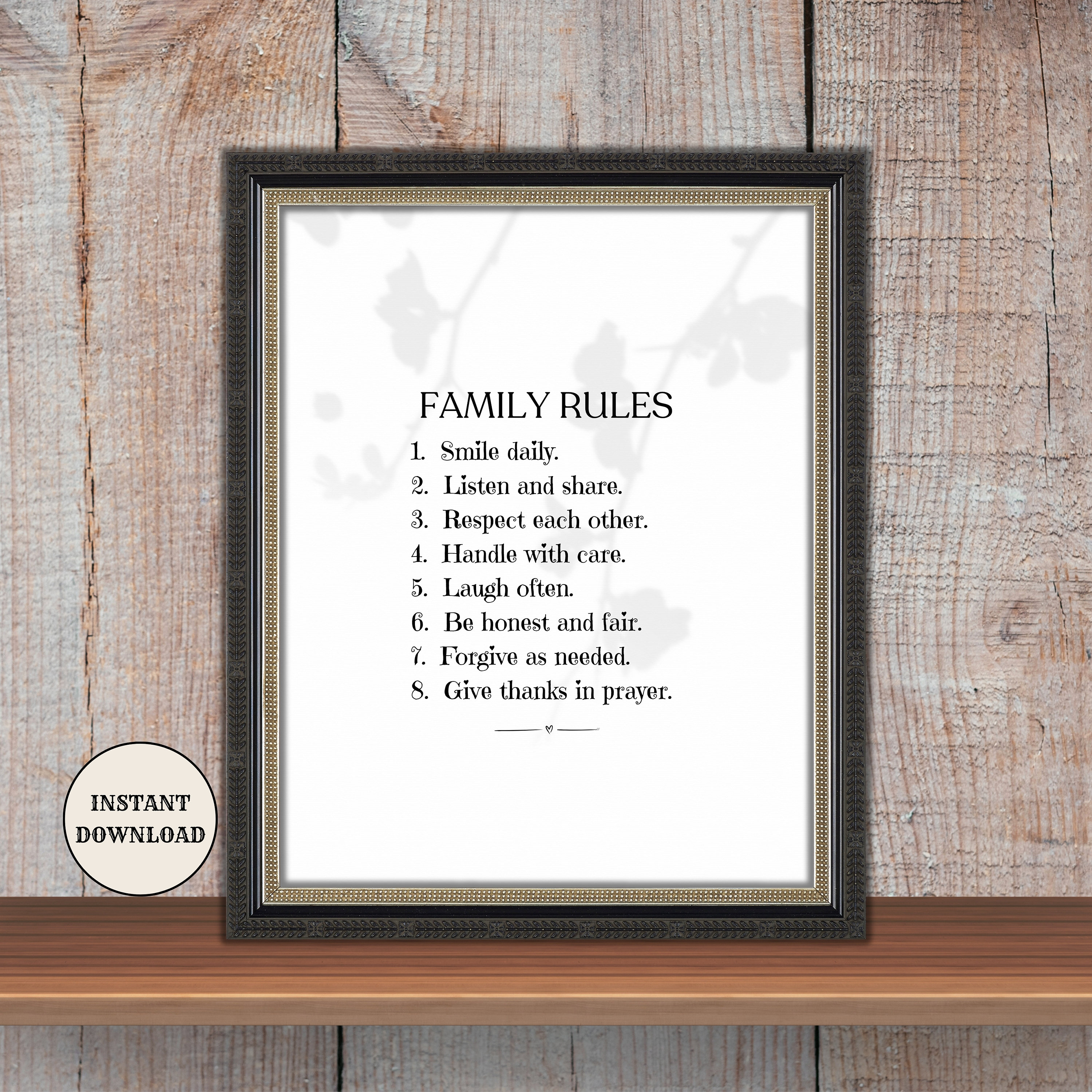 Family Rules Printable Poem: Home Decor Christian House Rules 8x10 ...