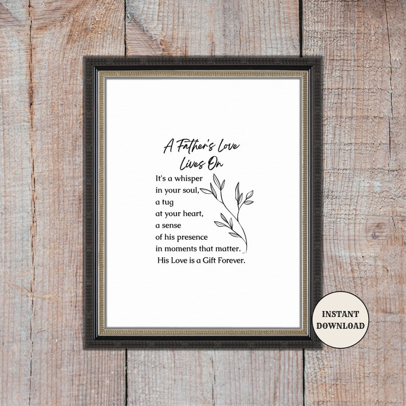 Father Remembrance Printable Verse: Loss of Dad Sympathy Gift (digital ...