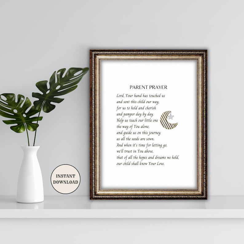 Parent Prayer Printable Poem: New Baby Nursery Decor (8x10 Digital ...