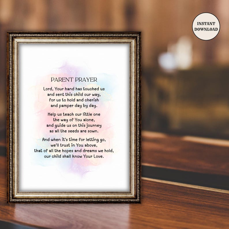 Parent Prayer Printable Poem: Christian Nursery Decor (digital Download ...