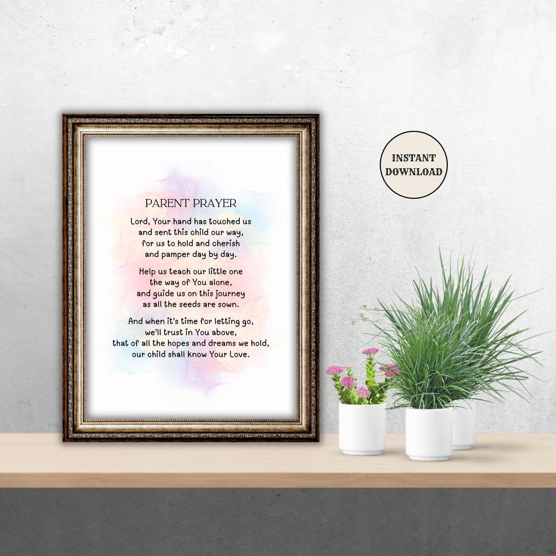 Parent Prayer Printable Poem: Christian Nursery Decor (digital Download ...