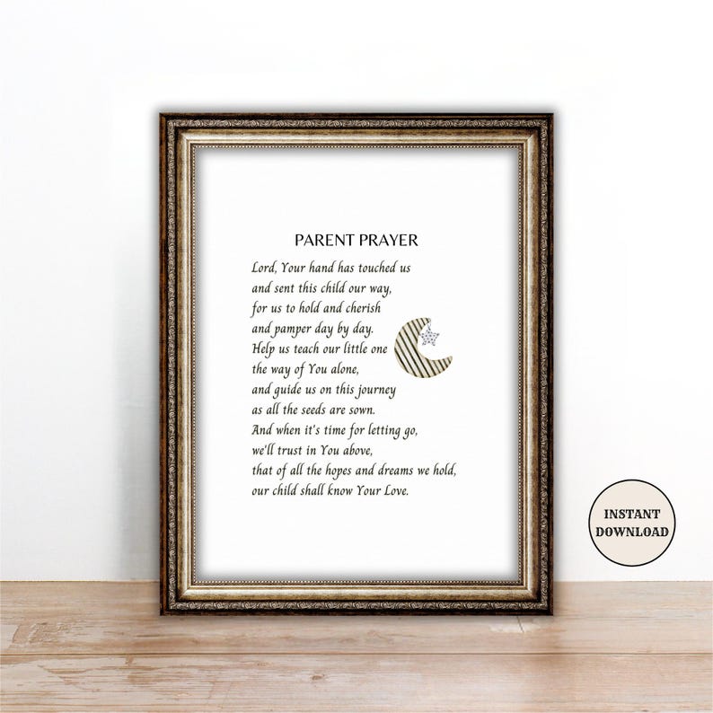 Parent Prayer Printable Poem: New Baby Nursery Decor (8x10 Digital ...