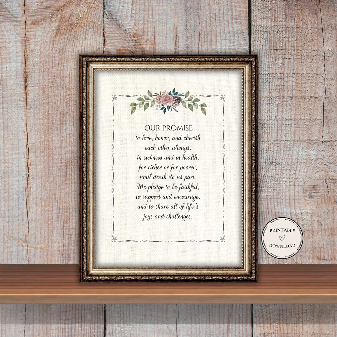 Wedding Vows Print: Marriage Promise, Anniversary Gift (digital ...