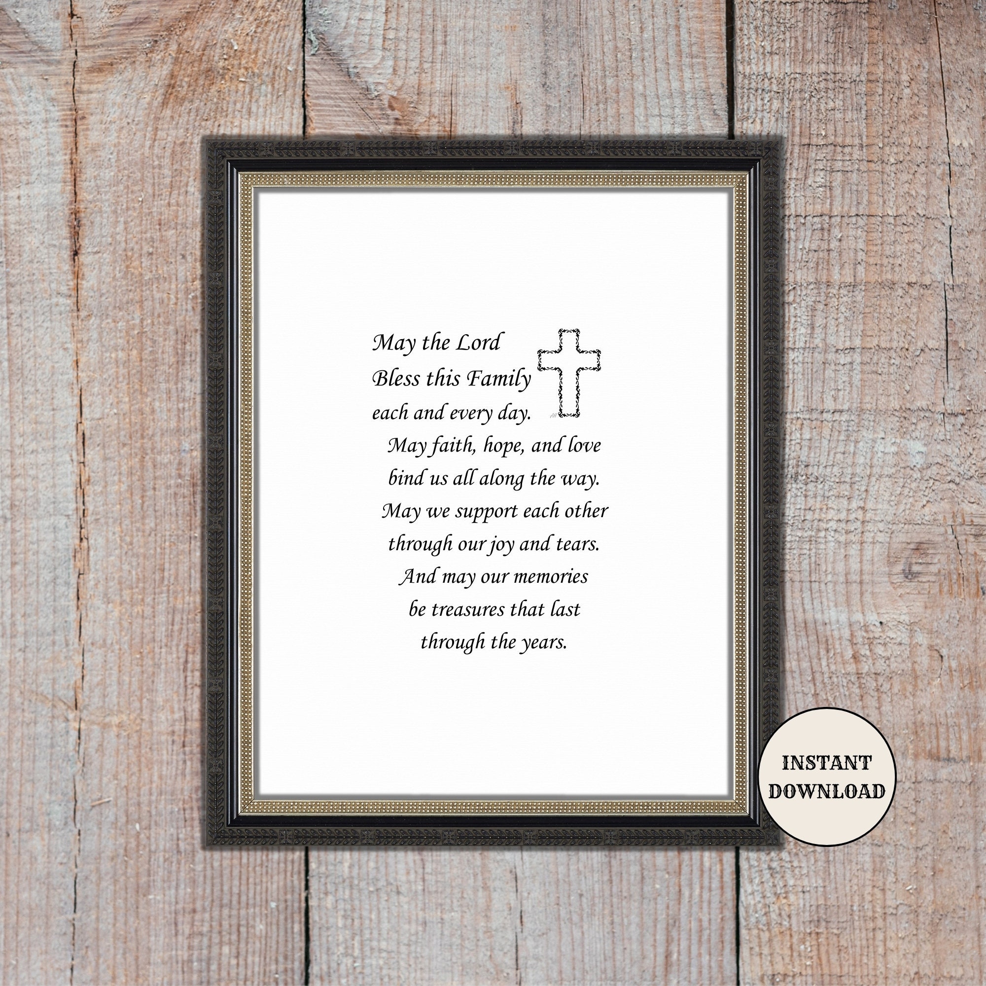 Family Blessing Poem: Christian Prayer Printable - Catholic Home Decor ...