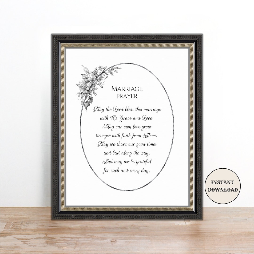 Printable Marriage Prayer Blessing for Couples, Christian Wedding Gift ...