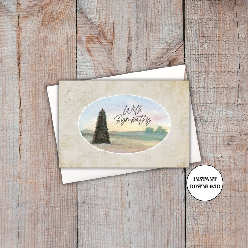 With Sympathy, Printable Card, Bereavement Download, Digital Grief Card ...