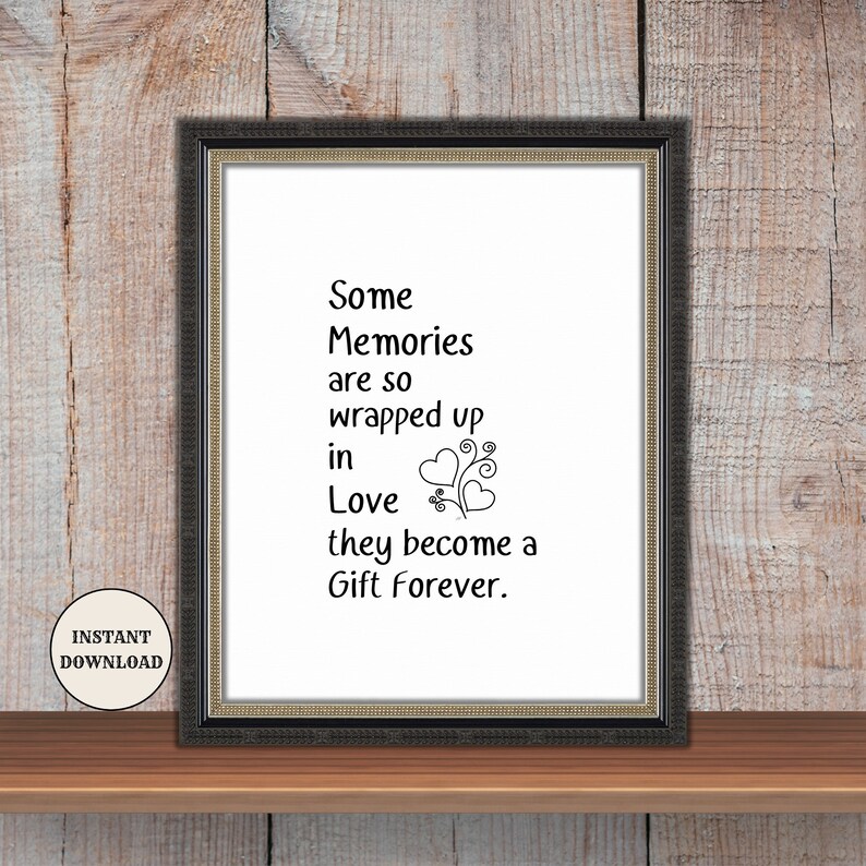 Memories Verse, Printable Decor, Uplifting Remembrance, Meaningful ...