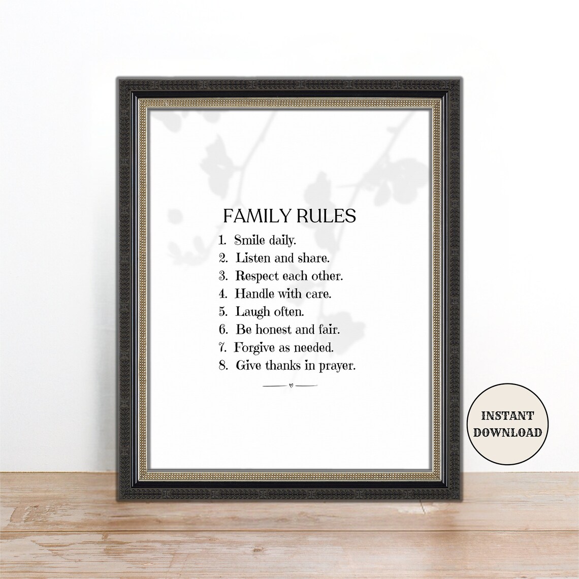 Family Rules Printable Poem: Home Decor Christian House Rules 8x10 ...