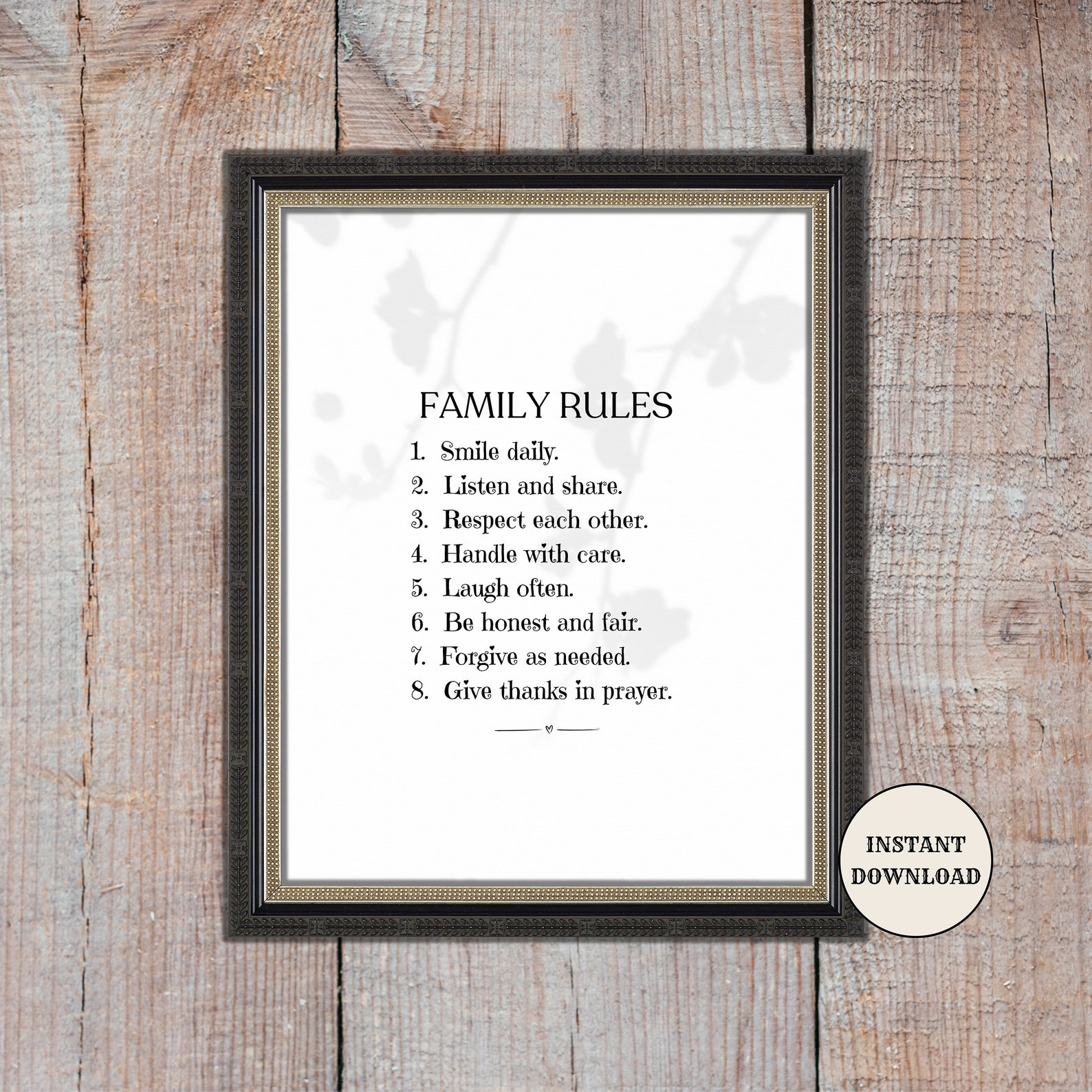 Family Rules Printable Poem: Home Decor Christian House Rules 8x10 ...