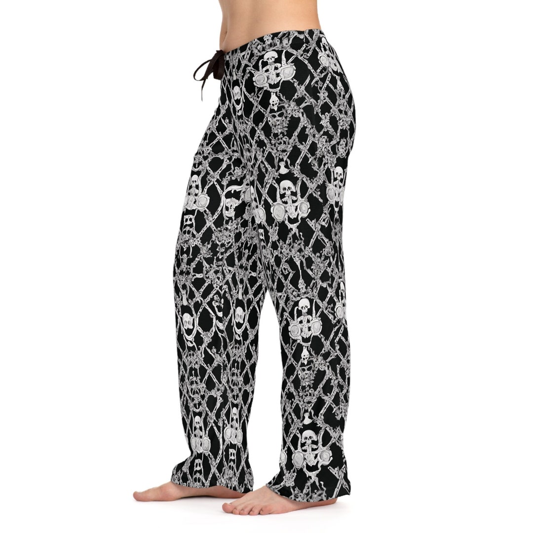 Skull and Bones Horror Pattern Women's Pajama Pants Goth, Emo, Horror ...