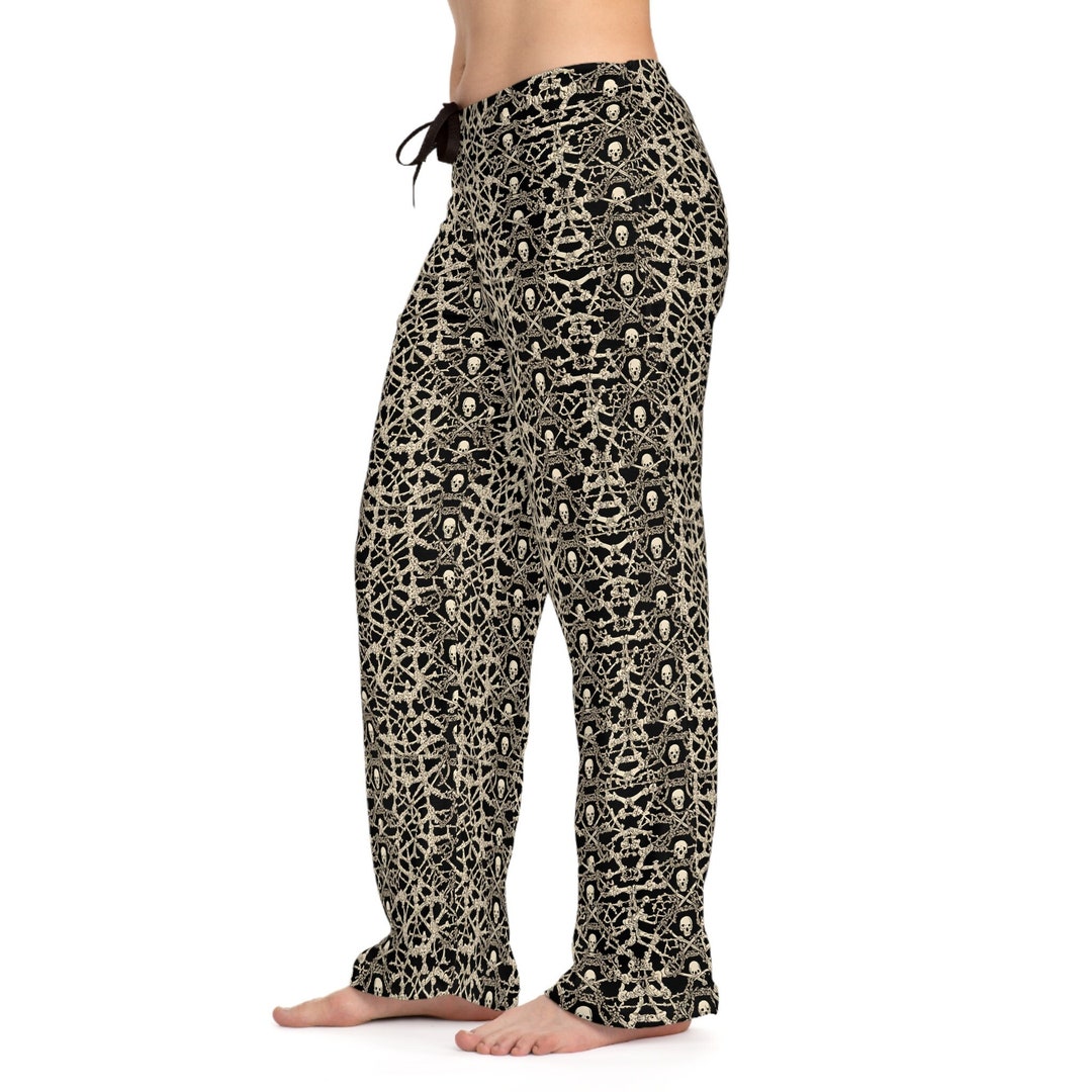 Skull and Bone Goth Pattern Women's Pajama Pants Skull, Bone, Emo ...
