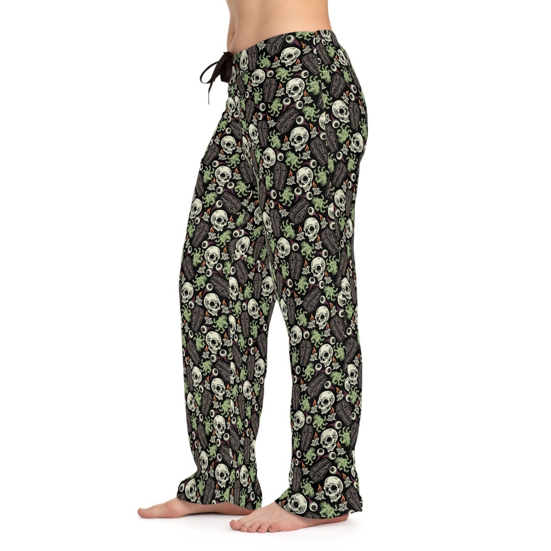 Skull and Coffin Pattern Womens Pajama Pants Skulls, Coffin, Zombie ...