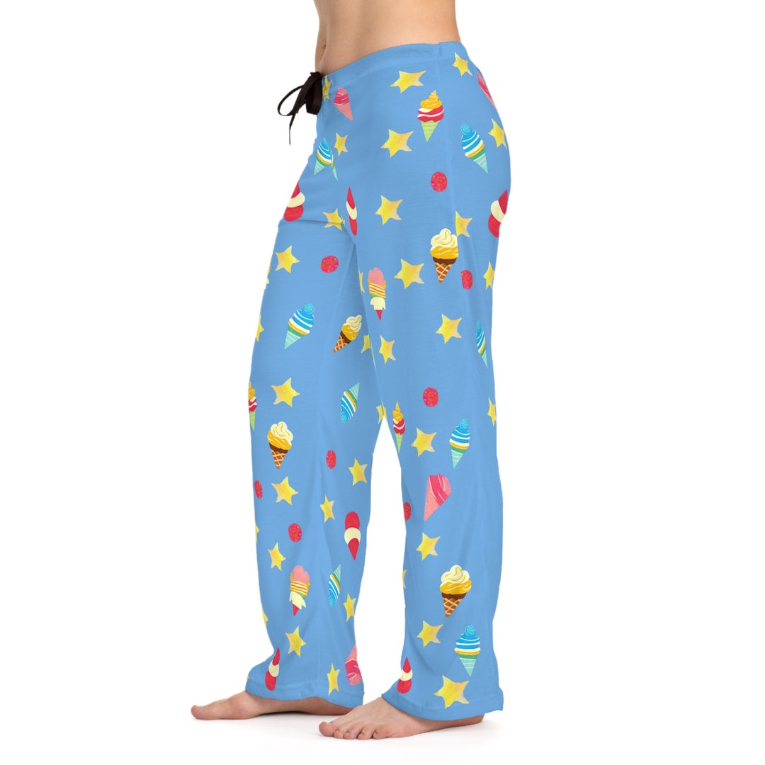 Comfy Ice Cream Cone Pajama Pants, Cute Pattern Pajama Pants, Adorable ...