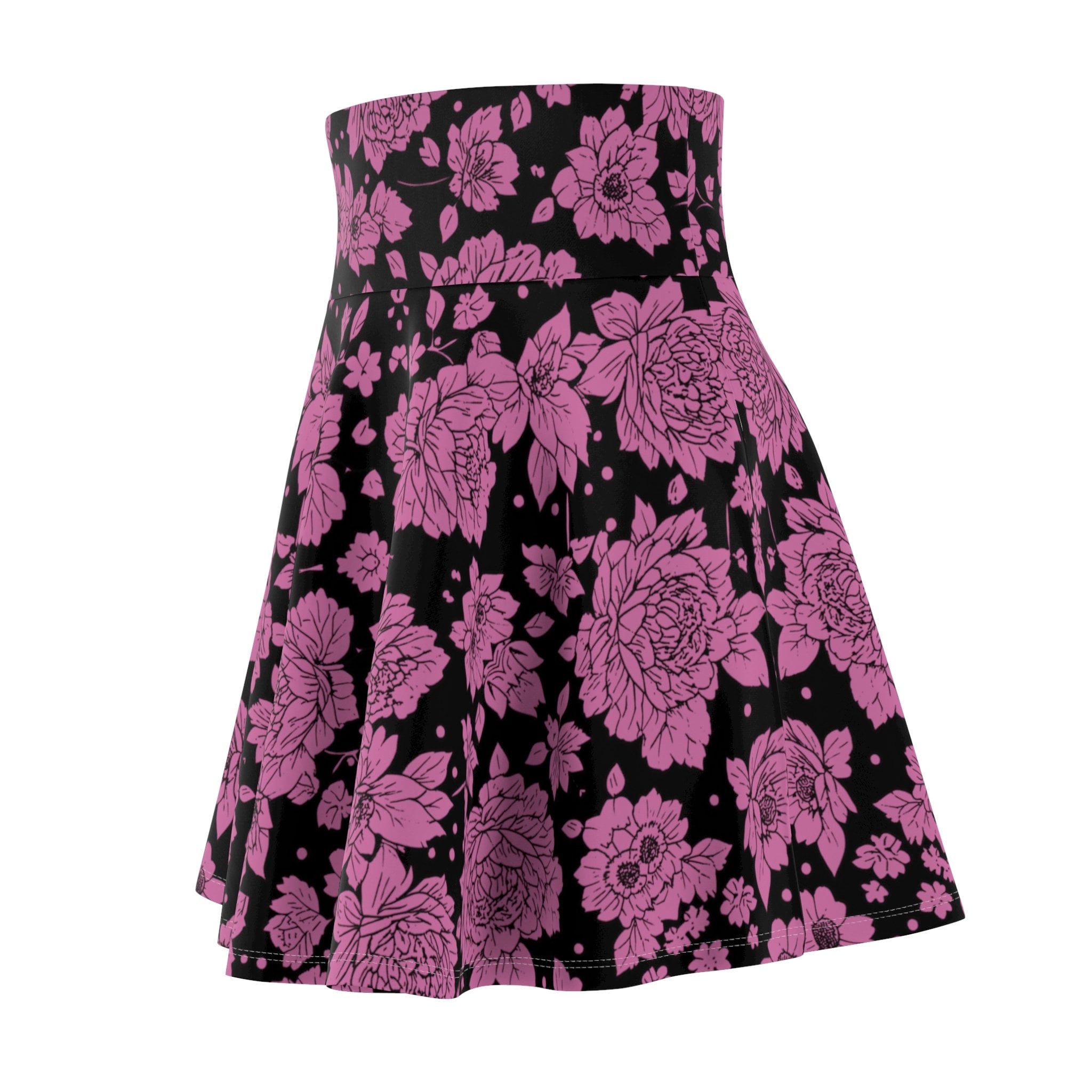 Pink Rose Flower Pattern Skirt - Etsy
